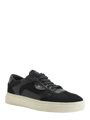GIUSEPPE ZANOTTI Lace-up Suede And Leather Panel Sneakers - Black