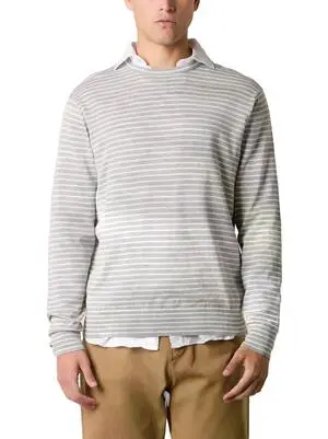 Brooks Brothers Striped Crew Neck Sweater - Grey