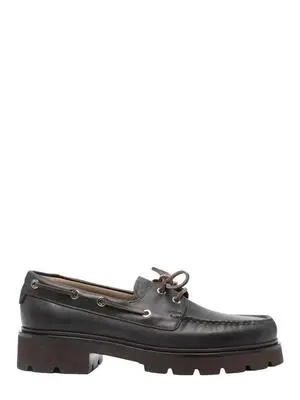 GIANVITO ROSSI Leather Lug Sole Boat Shoes - Brown