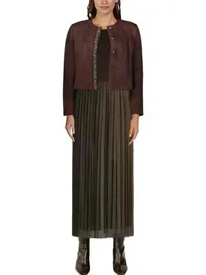 BETTY BARCLAY Pleated Midi Dress - Brown