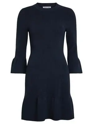 Veronica Beard Portia Knit Mini Dress With Flared Cuffs And Hem - Navy