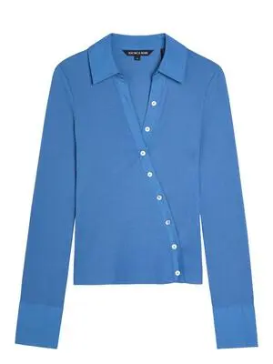 Veronica Beard Brenner Asymmetric Button-effect Top - Blue
