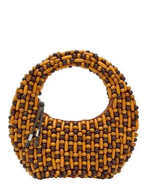 Staud Reef Beaded Top Handle Bag - Brown