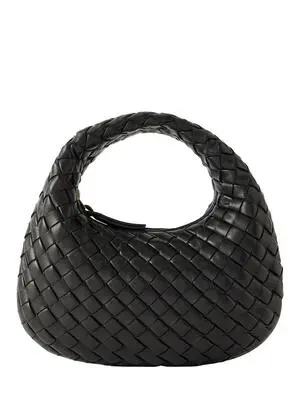 Bottega Veneta Baby Veneta Intrecciato Leather Shoulder Bag - Black