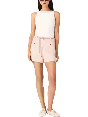 Maje Maje Square-Neck Ribbed Knit Top Neutrals