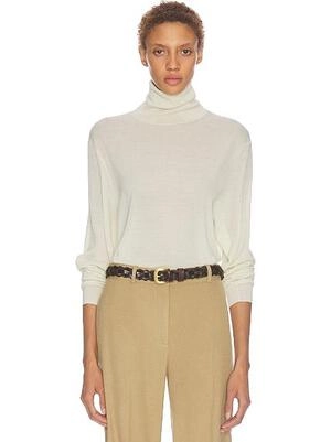 THE ROW Nabari Cashmere Turtleneck Top - Ivory
