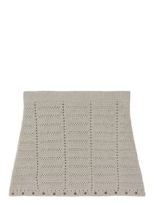A PAPER KID Knitted Mini Skirt With Stud Embellishment - Neutrals