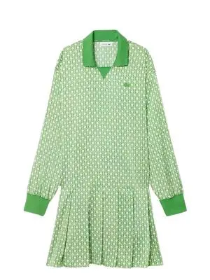 Lacoste Patterned Pleated Mini Dress - Green