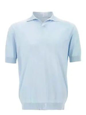 FILIPPO DE LAURENTIIS Buttonless V-neck Polo Shirt - Blue