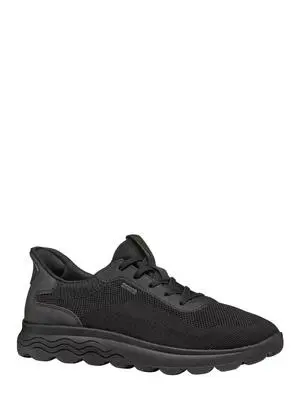 Geox Spherica Plus Textured Lace-up Sneakers - Black