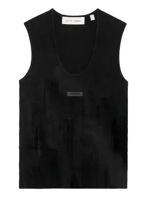 Fear Of God Logo Plaque Waffle Knit Tank Top - Black