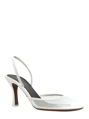 NEOUS Slingback Pumps With Sculpted Heel And Mesh Detail - White