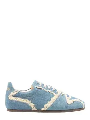 Moschino Denim Sneakers With Frayed Trim - Blue
