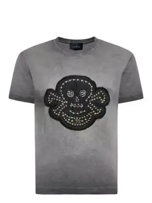 John Richmond Skull Embellished T-shirt - Grey