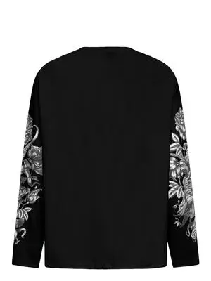 John Richmond Floral-print Long-sleeve T-shirt - Black