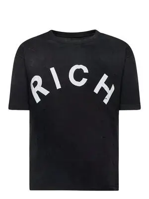 John Richmond Distressed Cotton T-shirt - Black
