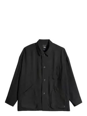 Y3 Button-up Shirt With Patch Pockets - Black