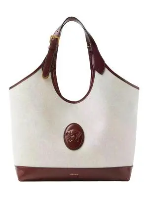 Versace Rivière Large Canvas Tote - Neutrals