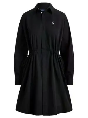 Polo Ralph Lauren Cotton Mini Shirt Dress With Drawstring Detail - Black