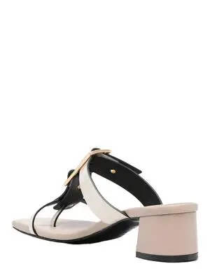 DONNARÌ Leather Sandals With Buckle Detail - Neutrals