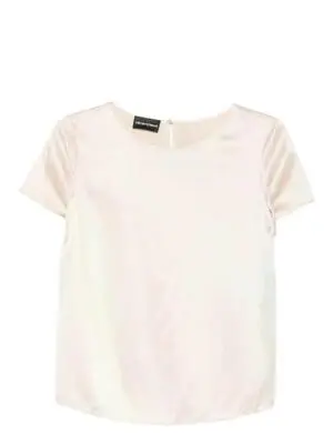 Emporio Armani Silk Short Sleeve Top - Neutrals