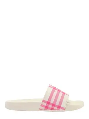 Burberry Check Slides - Neutrals