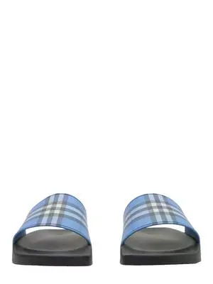 Burberry Check Print Slides - Blue