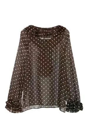 P.a.r.o.s.h Ruffled Polka-dot Blouse - Brown