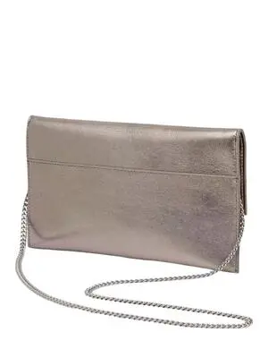 Patrizia Pepe Fly-appliqué Chain Clutch Bag - Silver