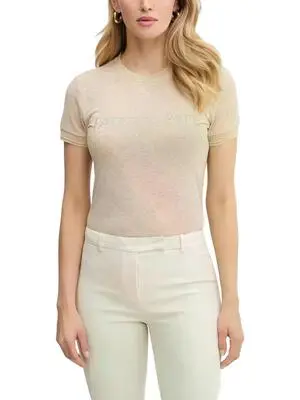 Patrizia Pepe Rhinestone Embellished T-shirt - Neutrals