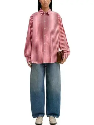 SPORTY & RICH Striped Pocket Shirt - Red