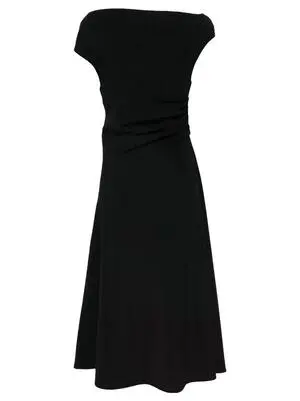 P.a.r.o.s.h Boat Neck Draped Midi Dress - Blue