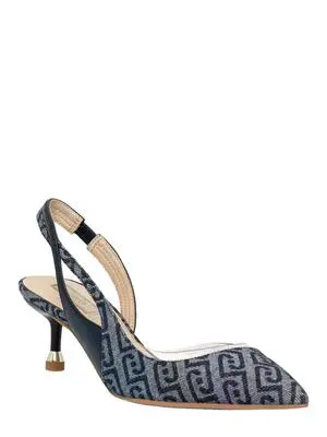 Liu Jo Denim Jacquard Slingback Pumps - Blue