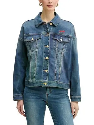 Armani Exchange Logo Embroidered Denim Jacket - Blue