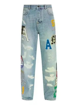Amiri Patchwork Distressed Jeans - Blue