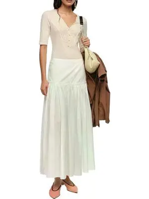 Bimba Y Lola Midi Gathered Cotton Skirt - White