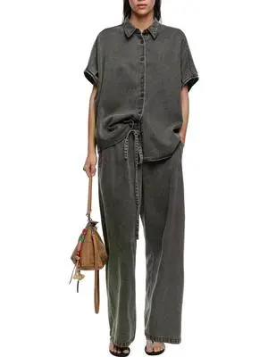 Bimba Y Lola Washed Buttoned Shirt - Black