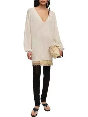 Bimba Y Lola V-neck Balloon Sleeve Top - Neutrals