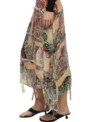 Bimba Y Lola Asymmetric Printed Skirt - Neutrals