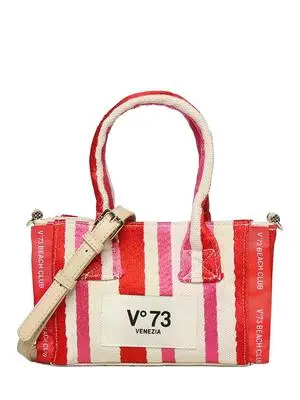 V°73 Mini Striped Top-handle Shoulder Bag - Red