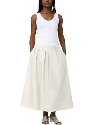 PT TORINO Pleated Midi Skirt With Side Pockets - Neutrals