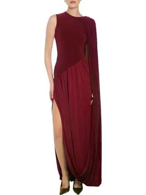 AXEL 113 Valentina Draped Maxi Dress Red