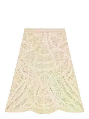 Maje Maje Long Crochet Skirt With Graphic Embroidery Neutrals