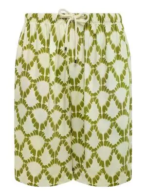 LANEUS Patterned Drawstring Shorts - Neutrals