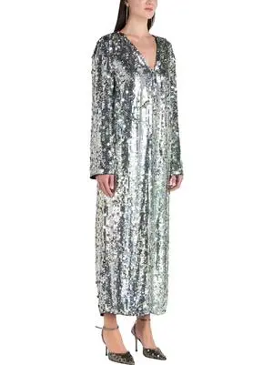 ILTA Blaise Sequin V-neck Maxi Dress - Silver