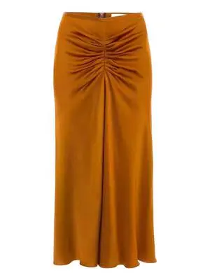 Victoria Beckham Midi Gathered Skirt - Orange