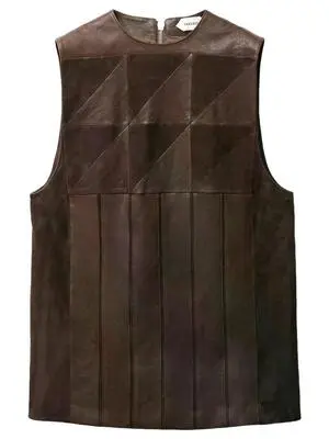 Versace Mini Leather Patchwork Dress - Brown
