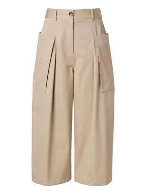 Loewe Cropped Cotton And Silk Blend Trousers - Beige