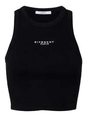 Givenchy Cropped Logo Cotton Tank Top - Black