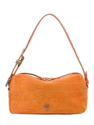 Pinko Embossed Crocodile Effect Shoulder Bag Orange